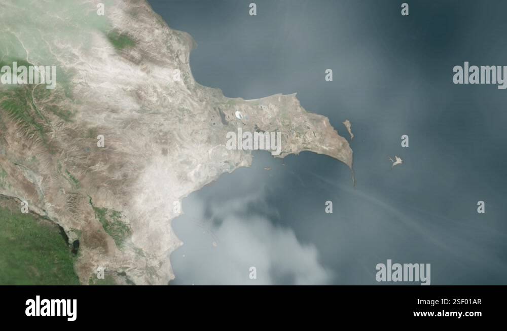 Zoom of the earth from space to the city Baku, Azerbaijan. 3D Animation ...