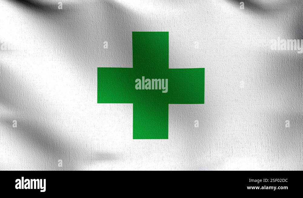 Safety flag blowing in the wind. 3D rendering illustration of waving ...