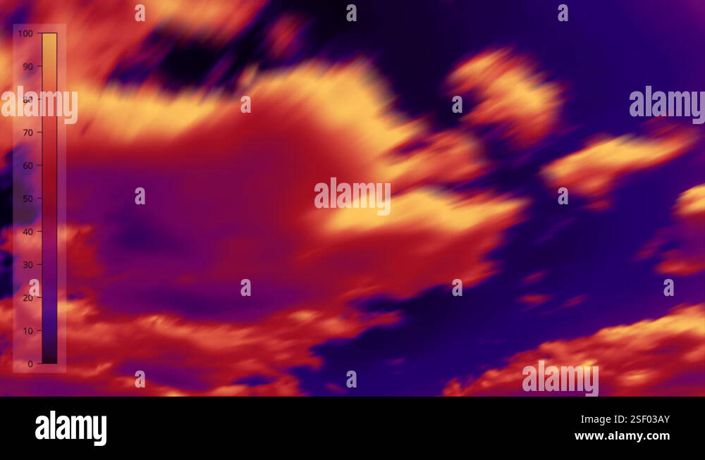 Thermal infrared video of clouds in the sky with temperature and CO2 ...