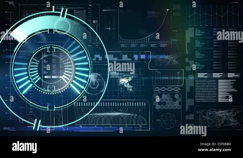 Animation of scope scanning and data processing with globe on screen Stock Video Footage - Alamy