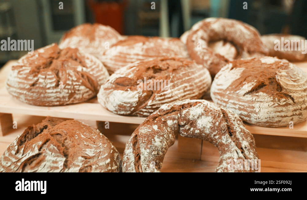 Different Shapes and Sizes of Fresh Traditional Sourdough Bread in the ...