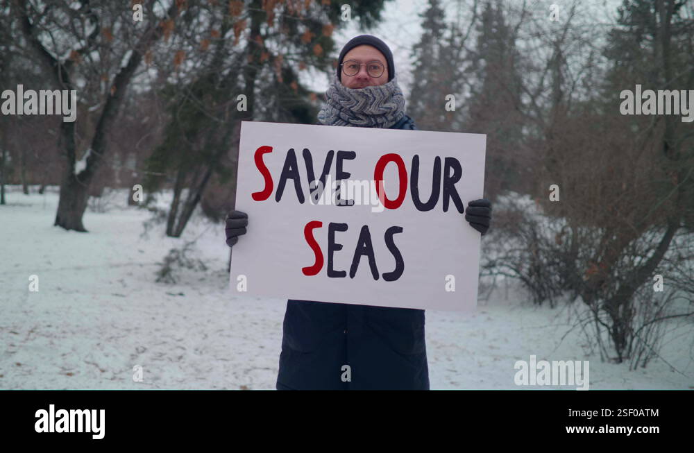 Ecologist On Demonstration Against Sea Pollution Concerned About Planet ...
