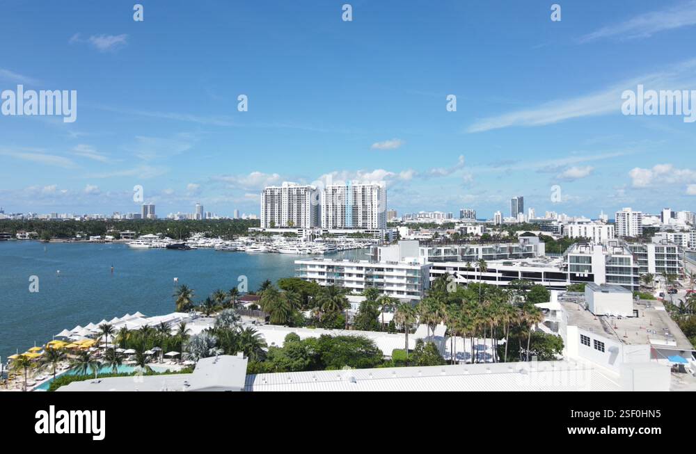 Aerial View of Miami USA, Bayfront and Yachting Club Marina, South ...