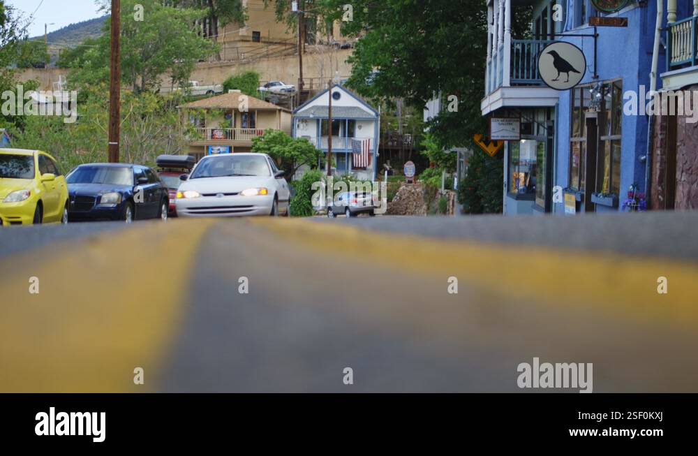 Car Approaching On The Street In A Mining Town In Arizona At Daytime ...