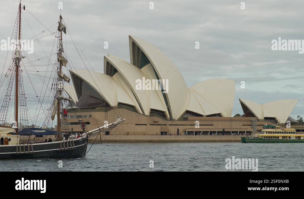 Elegant ship passes Sydney Opera House slow motion 4K Stock Video ...
