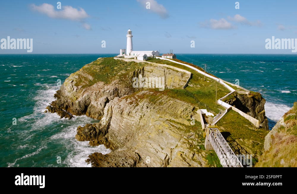 South Stack Lighthouse, Holy Island, Anglesey, Wales, UK Stock Video ...