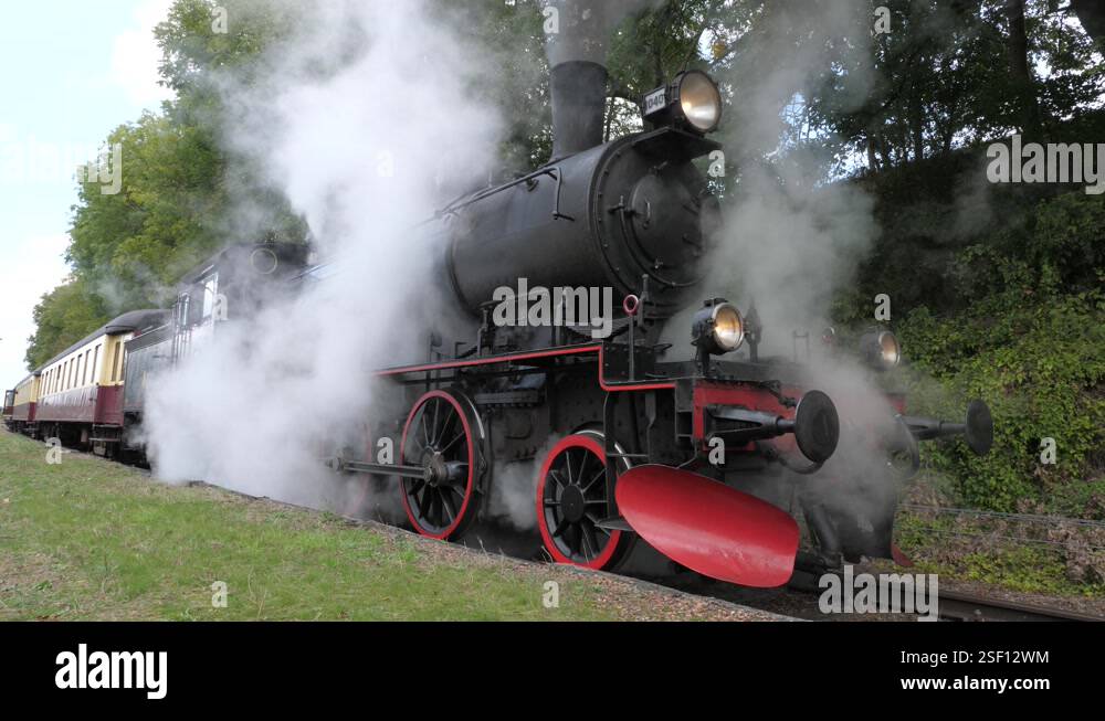 Nostalgic historical Steam Locomotive lots of steam in Limburg the ...