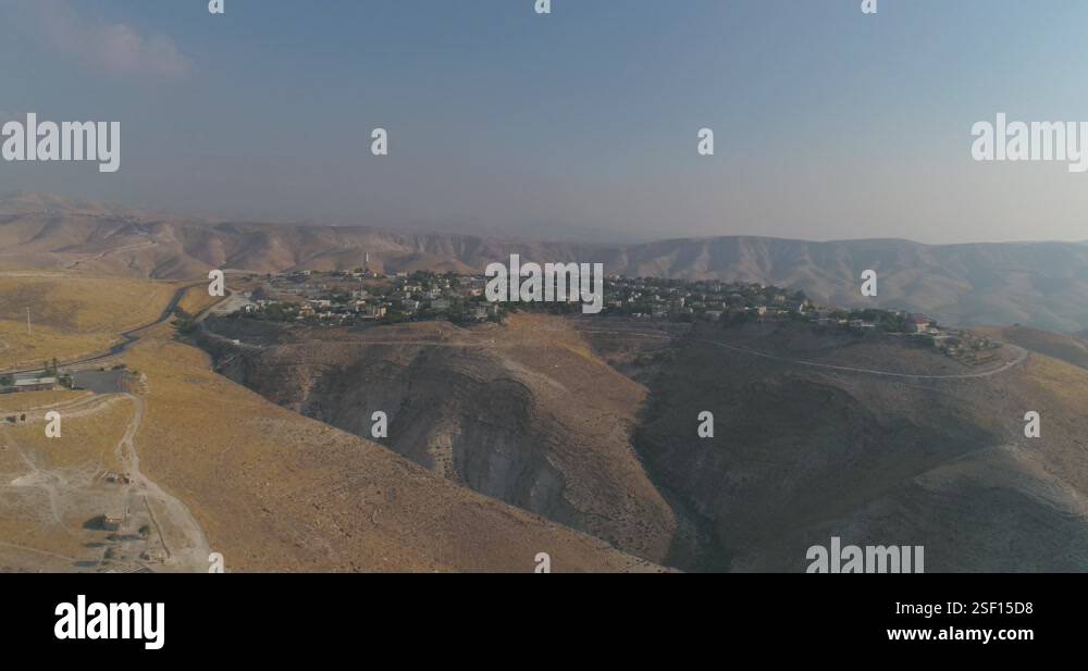 Jewish settlement at the desert of Judea and Samaria in Israel . Aerial ...