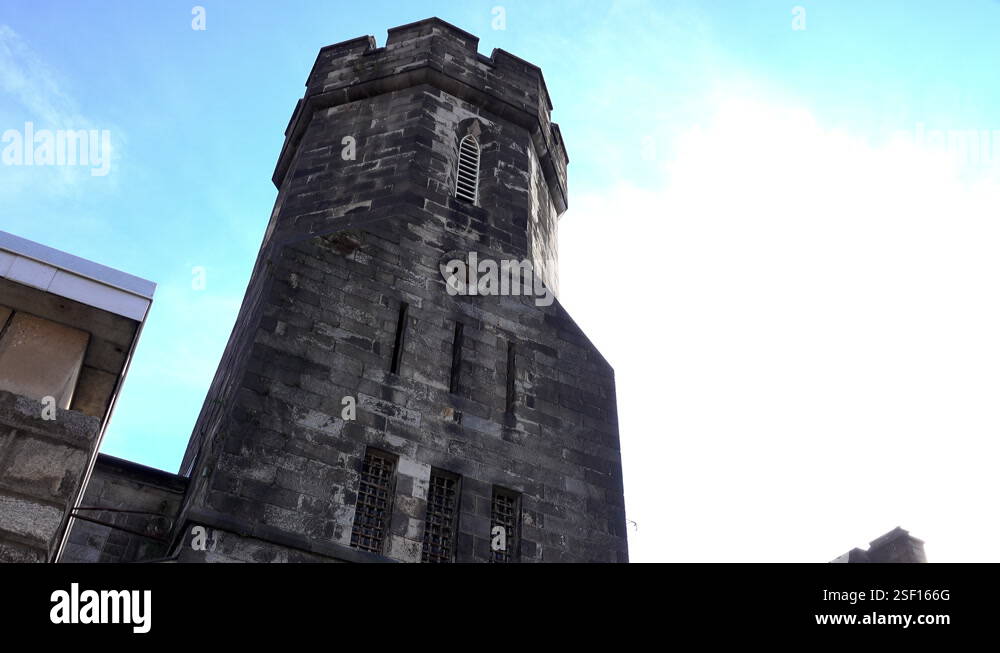 Medieval style tower with parapet at Eastern State Penitentiary Stock ...