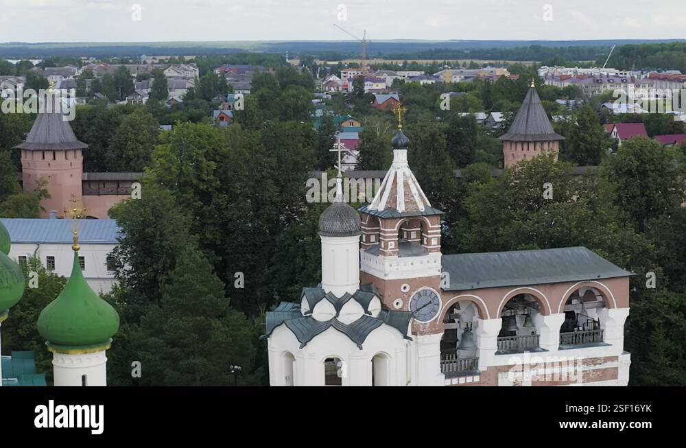 Dolly zoom. Suzdal, Russia. Flight. The Saviour Monastery of St ...
