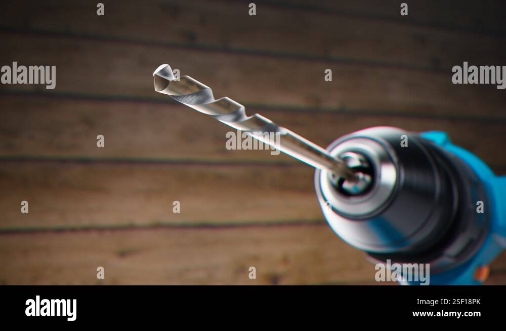 Working cordless drill on black background. Drill beet spinning in slow ...