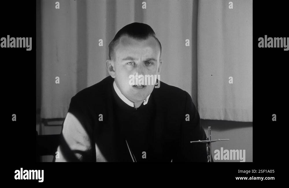 1960s: Reverend William J. Sullivan making a serious point Stock Video ...
