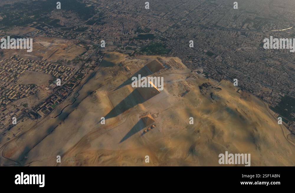 Aerial Egypt Cairo pyramids arriving 4k high resolution animation Stock ...