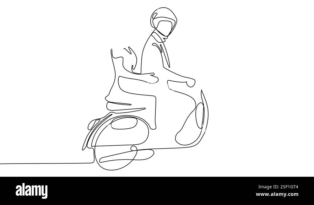Scooter motorcycle concept. Full length one line animation illustration ...