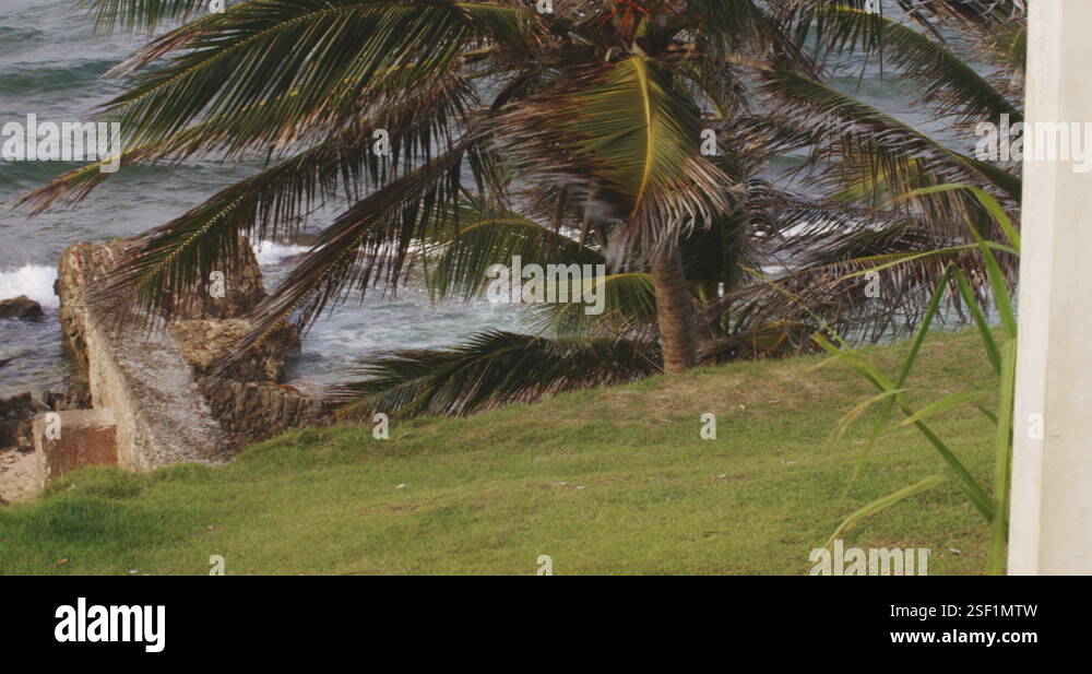 Windy Weather Over The Seacoast Of San Juan In Puerto Rico. wide shot ...