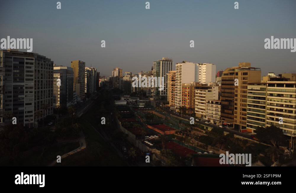 AERIAL - Luxury buildings and tennis courts, Costa Verde, Lima, Peru ...