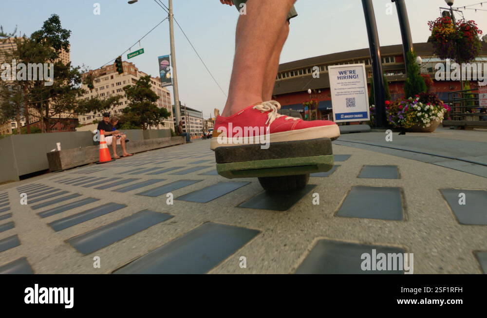 Seattle WA 2021 Riding One-Wheel Electric Board at City Boardwalk with ...