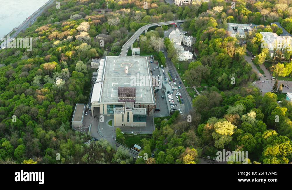 Drone Flight Over Rooftop Helipad. Helicopters landing area Stock Video ...