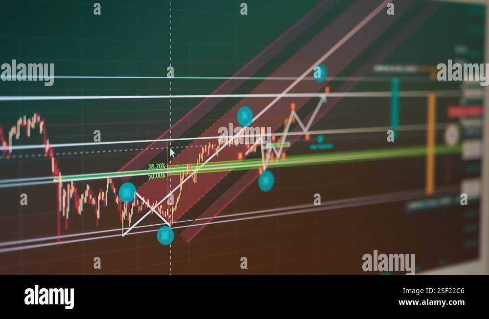 Candlestick Chart of Movement of Cryptocurrency on Screen of a Monitor ...