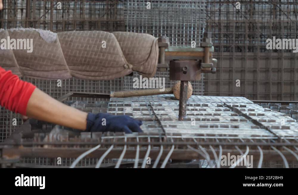 Pakistani Male Factory Worker Using Spot Welding Machine One Wire Mesh ...