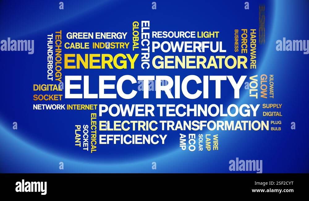 Electricity animated word cloud,design animation typography seamless ...
