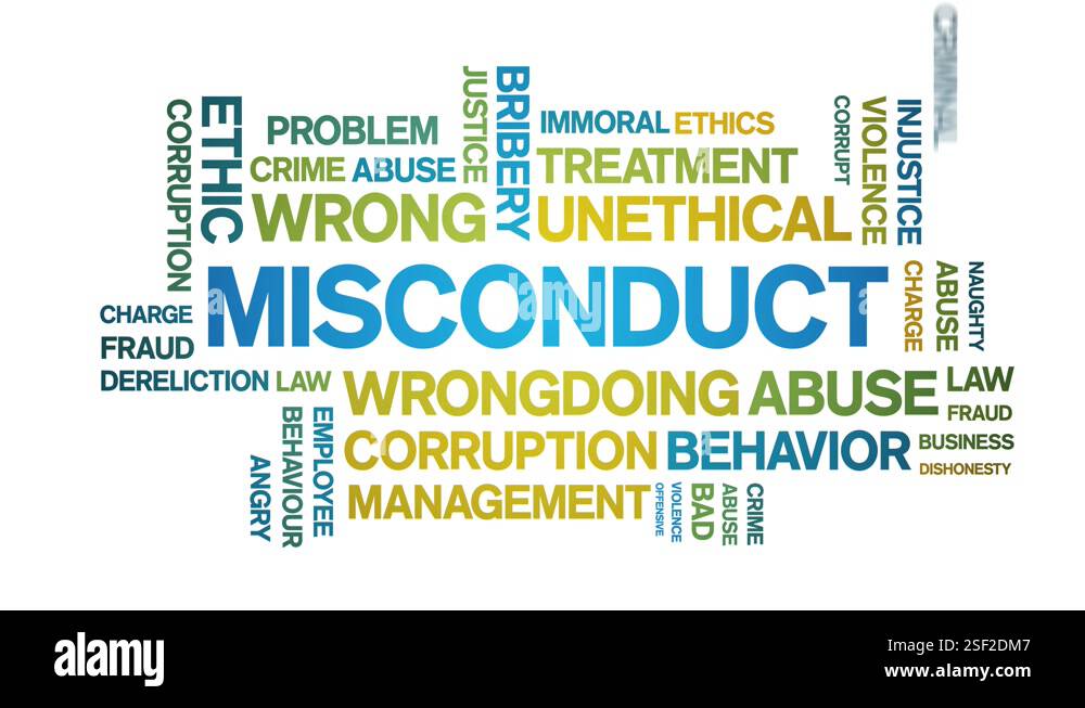 Misconduct animated word cloud,animation kinetic typography seamless ...