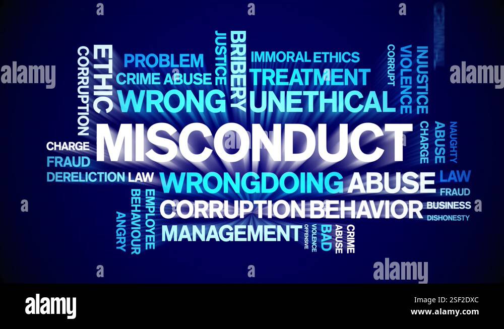 Misconduct animated word cloud,animation kinetic typography seamless ...