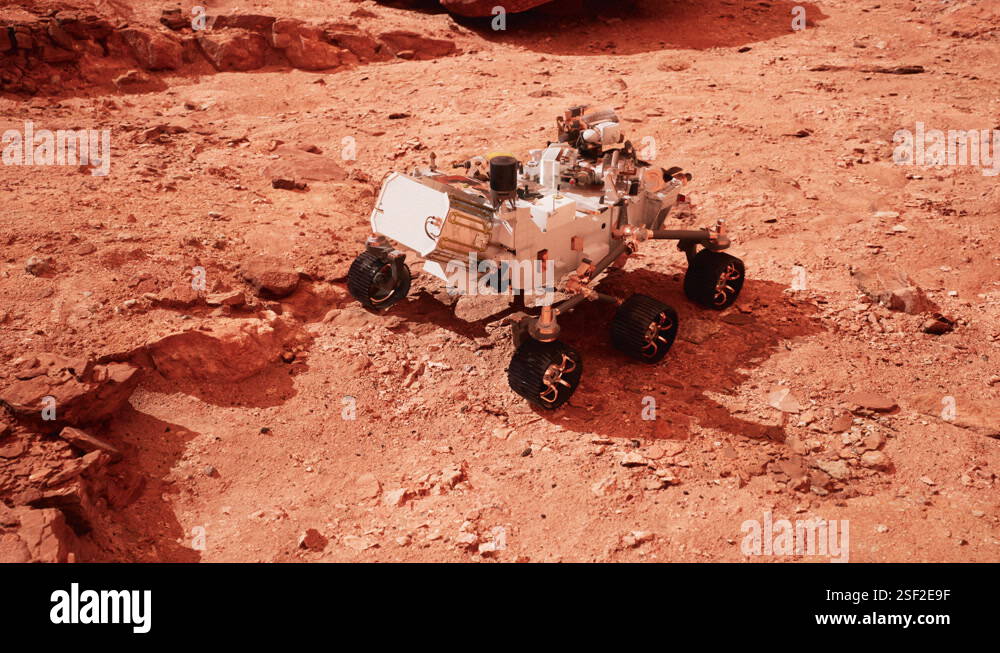 Mars Rover Perseverance exploring the red planet. Elements furnished by ...