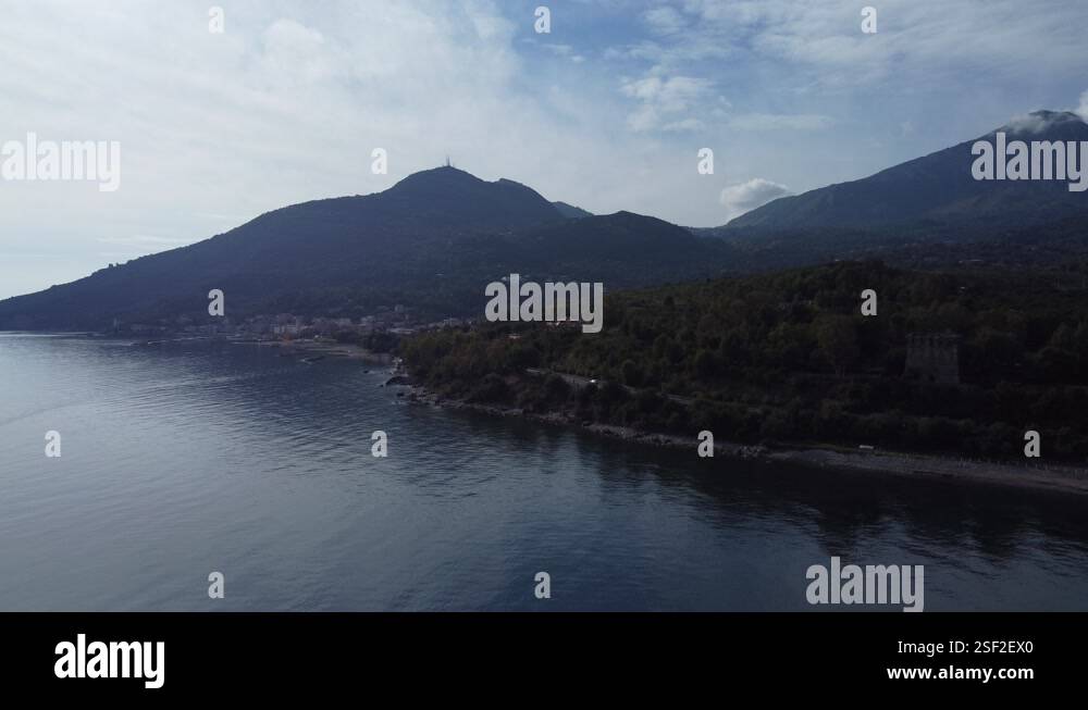 The beautiful west coast of Italy from above - Sapri in the province of ...