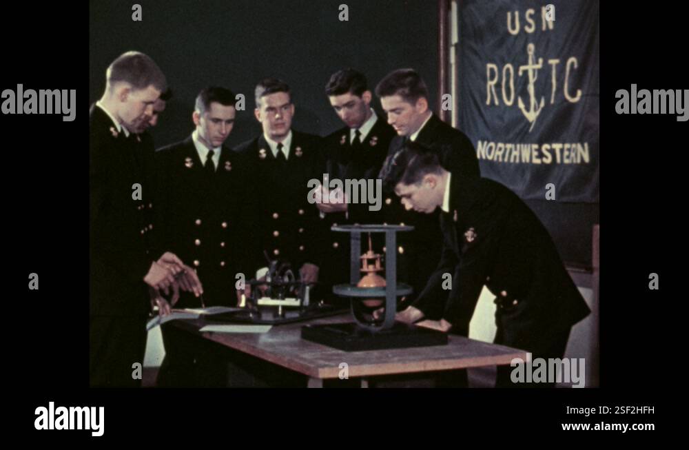 1950s: ROTC instructor teaches boys in uniform about gyroscope at desk Stock Video Footage - Alamy