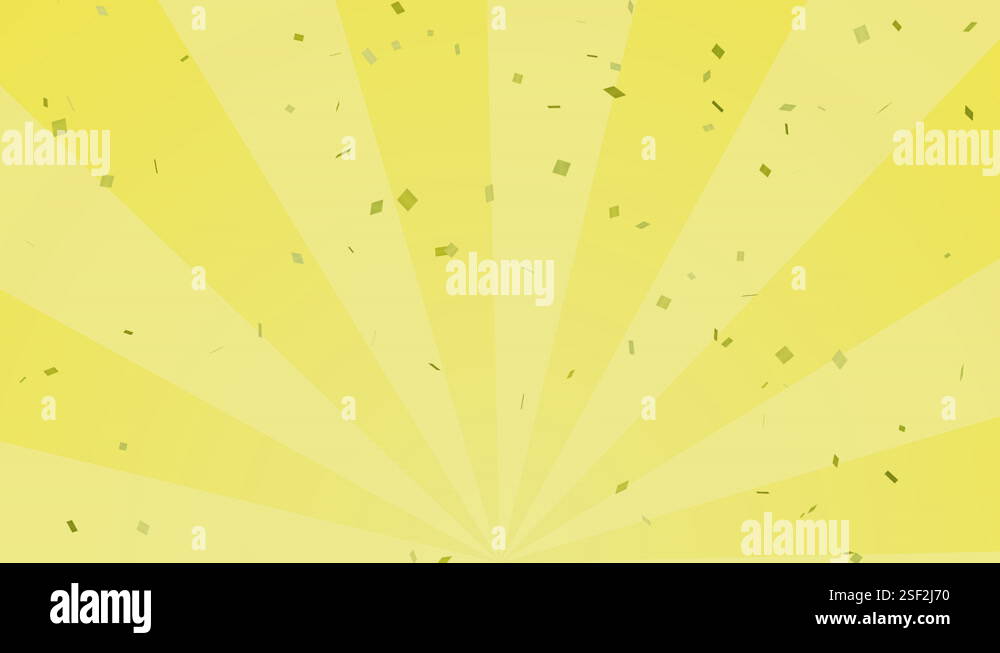 Yellow lower sunburst background and confetti (seamless loop Stock ...