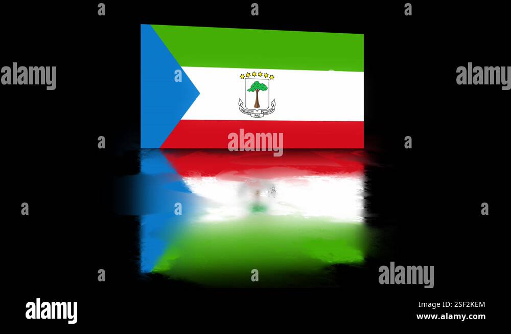 Equatoril Guinea Flag revealed with realistic reflection on stylish ...