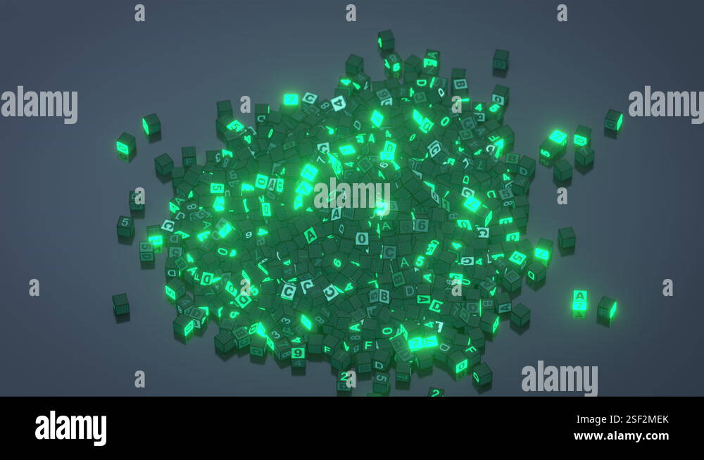 Cubes with hexadecimal code 3D render animation Stock Video Footage - Alamy