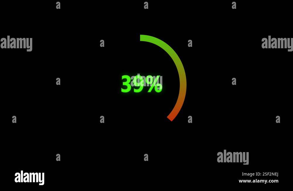 Circular percentage progress bar on transparent background. Green line ...