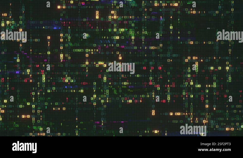 Digital machine hex-code is glitching seamless loop 3D render animation Stock Video Footage - Alamy
