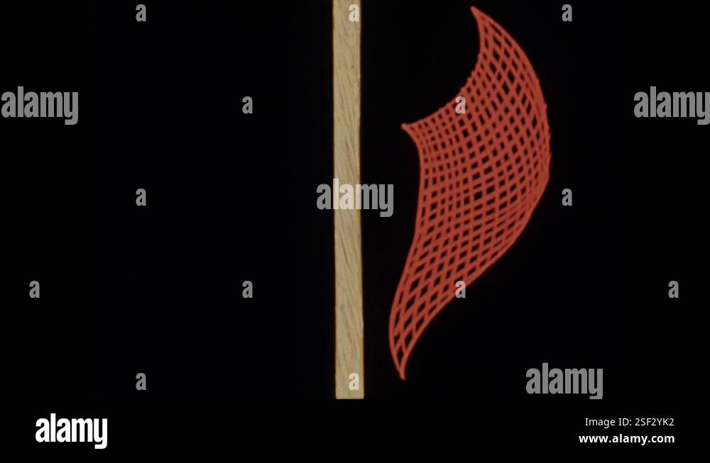 1950s: Animated segments of woven fabric become spool of thread ...