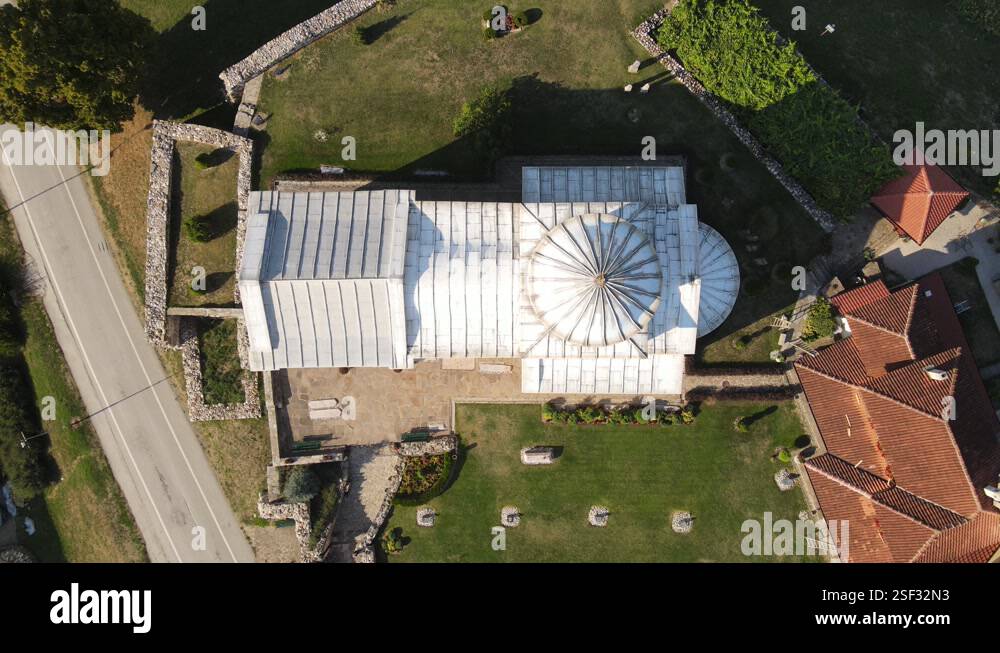 Crkva Svetog Ahilija Arilje, Serbia. Top Down Aerial View, 13th Century ...