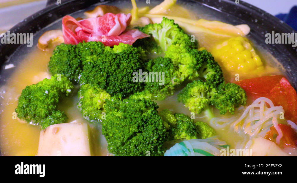 Dinner, hot, Japanese style, miso soup hot pot, miso soup Stock Video ...