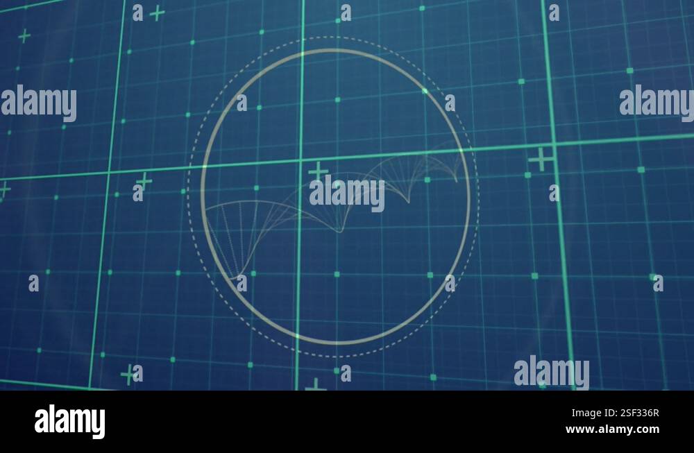 Animation of circular scanner and particles forming helix rotating over ...