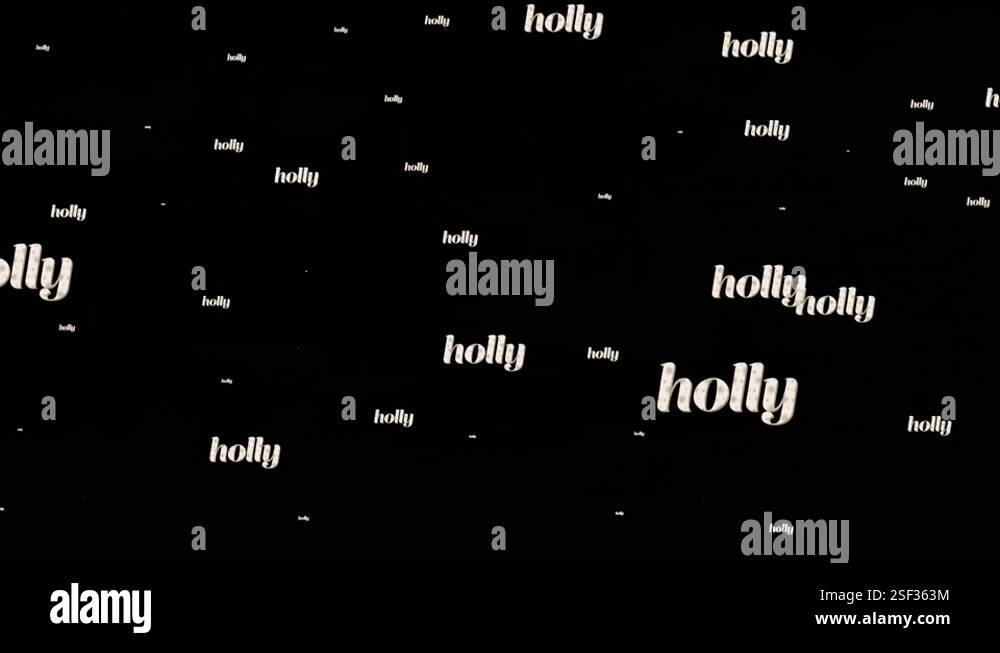 Animation of holly text in repetition at christmas on black background ...