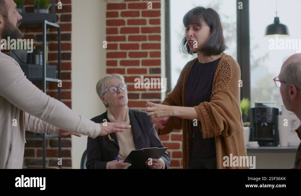 Sad person with anger management issues having breakdown at aa group ...