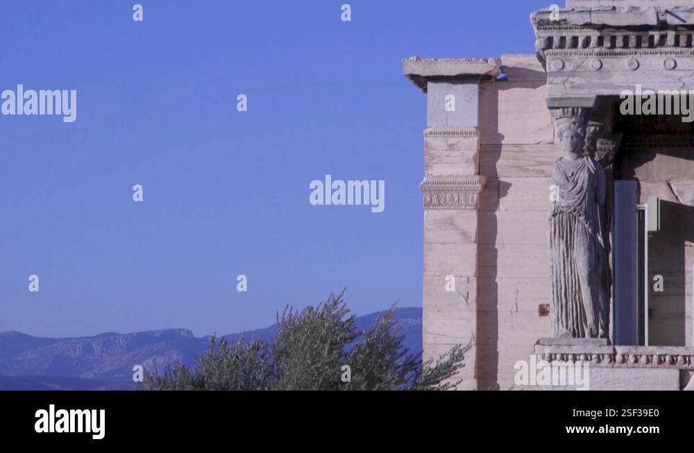 Female statue at the Acropolis, Athens, Greece Stock Video Footage - Alamy