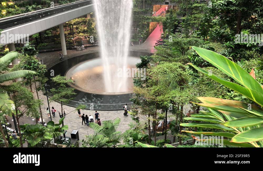 Singapore: Rain vortex indoor waterfall at Jewel terminal Changi ...