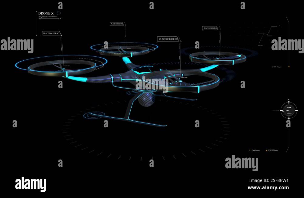 Video showing assimilation of parts of a Drone in animation on black ...