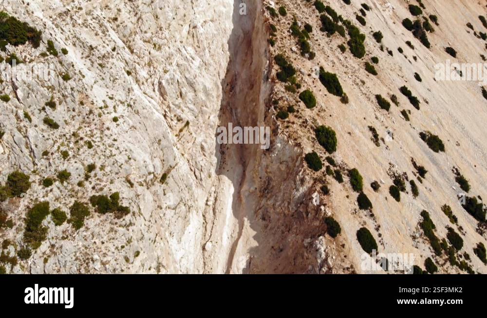 Massive Rift On The Mountain Slope Near Myrtos Beach In Kefalonia ...