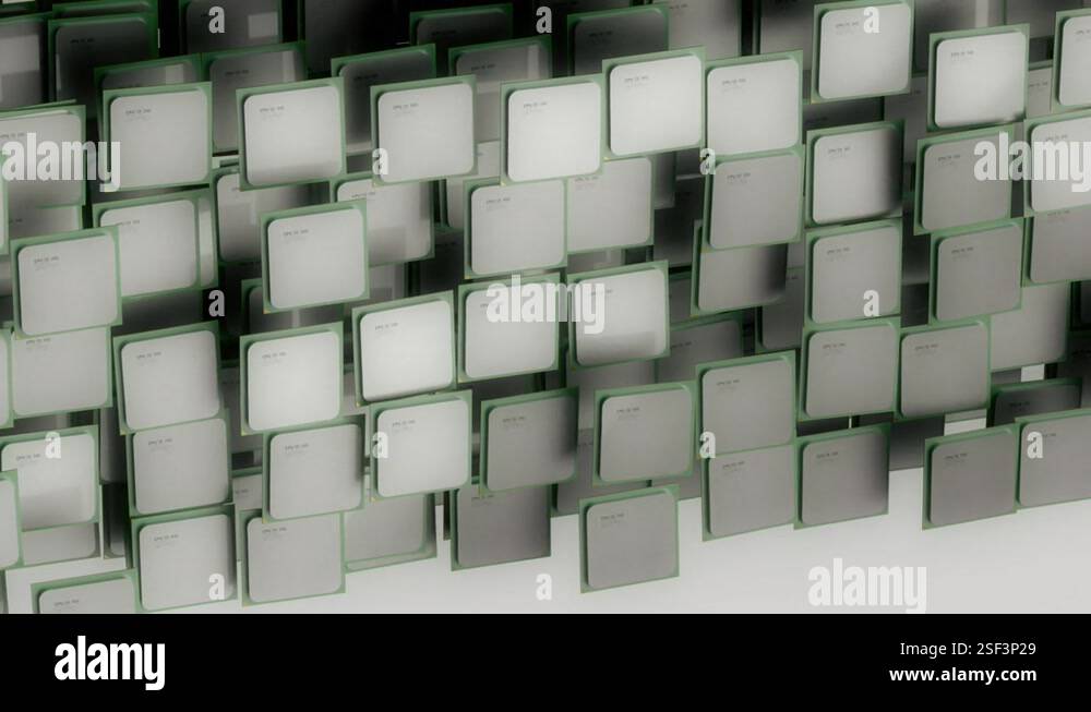3D Render of a multiple CPU Background. Central Computer Processors ...