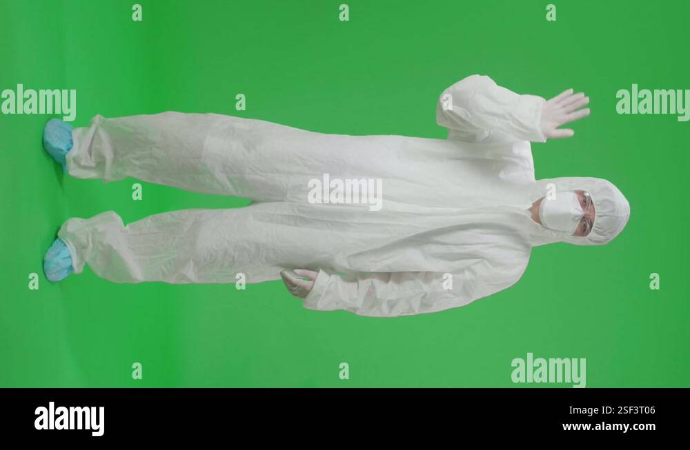 Full Body Of Asian Man Wearing Personal Protective Equipment Uniform ...