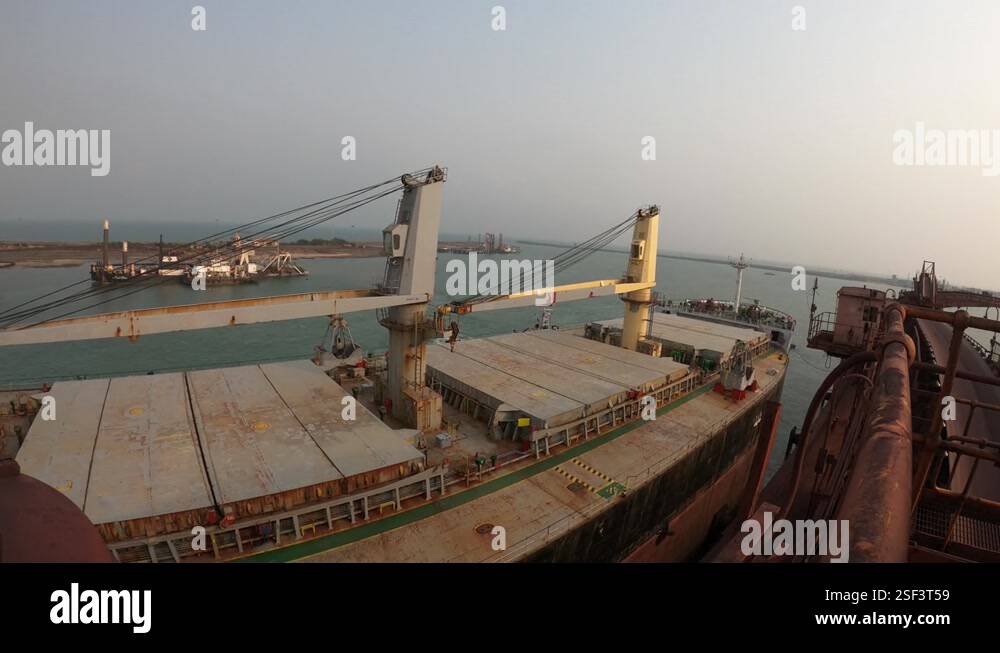 Bulk Carrier Approaches Port And Berth. time lapse Stock Video Footage ...