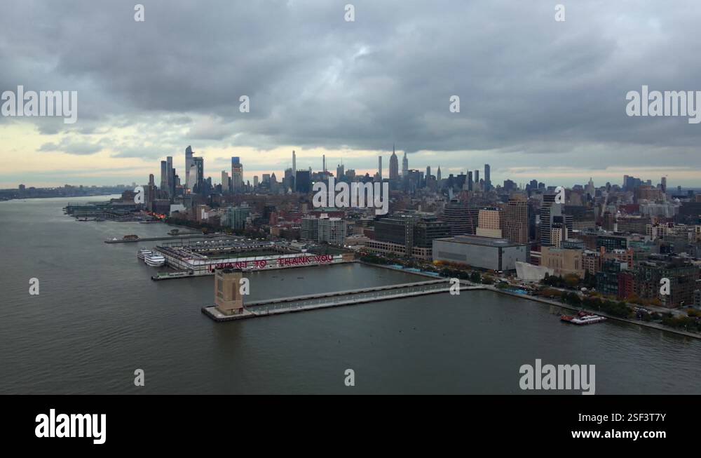 Aerial view of the cityscapes of Tribeca, Hudson square and West ...