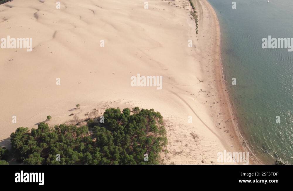 Above view of a natural sand dune sandy scenery seaside with coastal ...